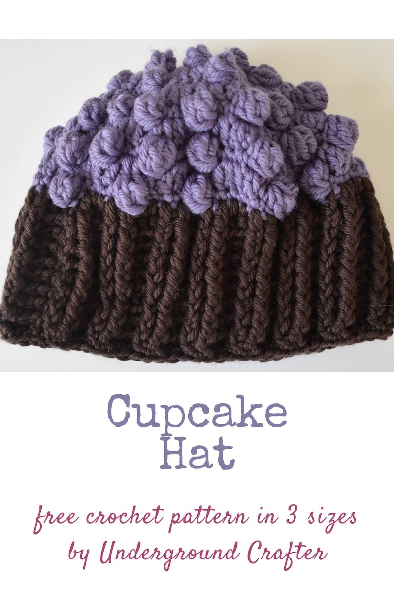 Crochet Pattern: Cupcake Hat in 3 sizes - Underground Crafter