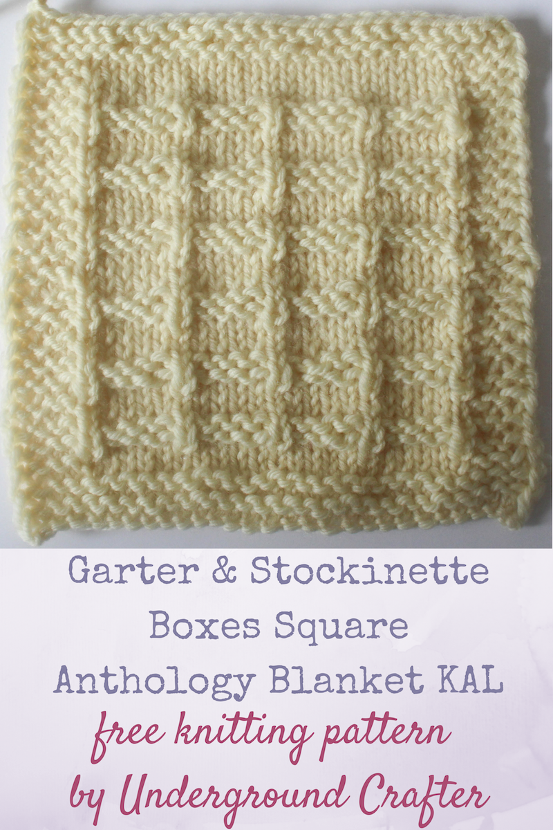 Knitting Pattern: Garter and Stockinette Boxes Square - Underground Crafter