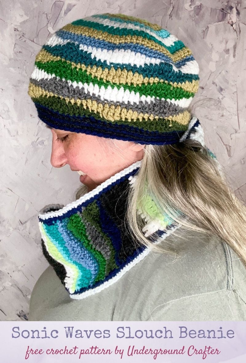 Crochet Pattern: Sonic Waves Slouch Beanie - Underground Crafter
