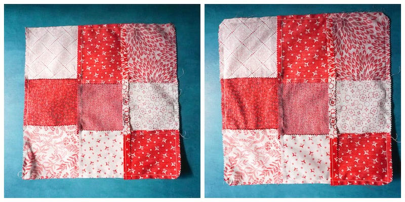 Easy Beginner Sewing Project: Rustic Pillow with Precut Fabric Squares ...