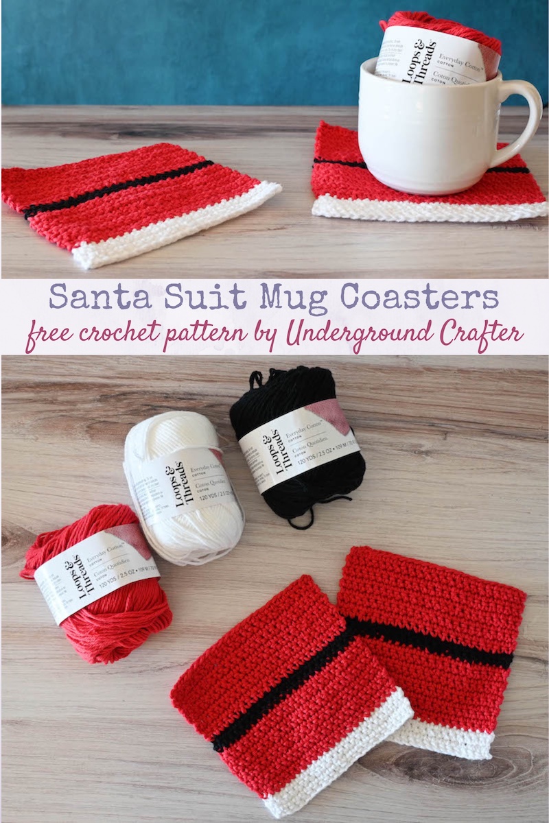 Christmas Coasters Crochet Pattern: Santa Suit Mug Coasters ...