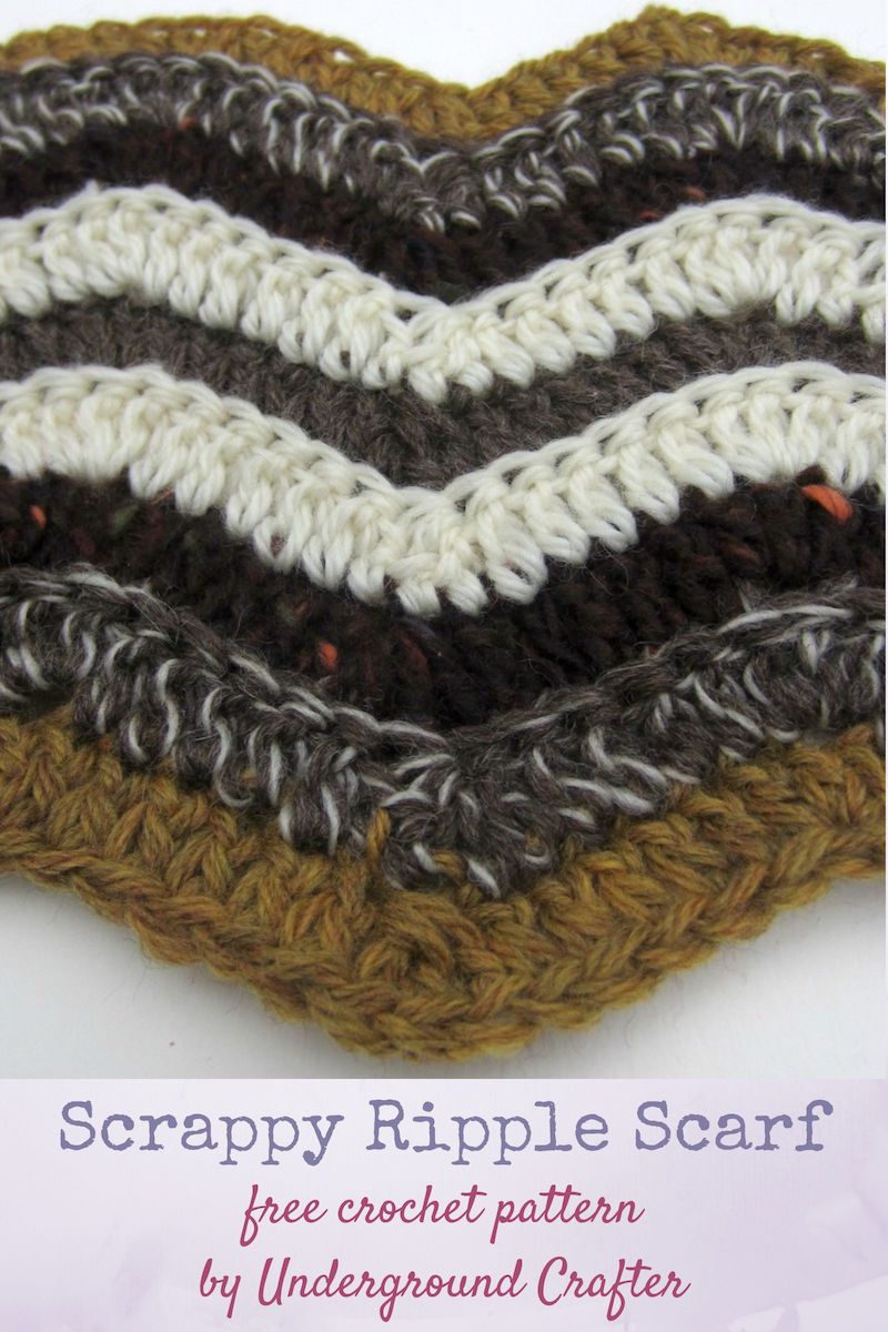 Scrappy Ripple Scarf Crochet Pattern - Underground Crafter