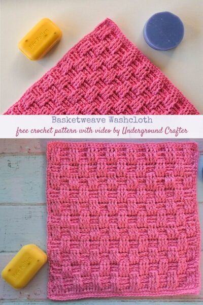 Crochet Basketweave Washcloth Pattern - Underground Crafter