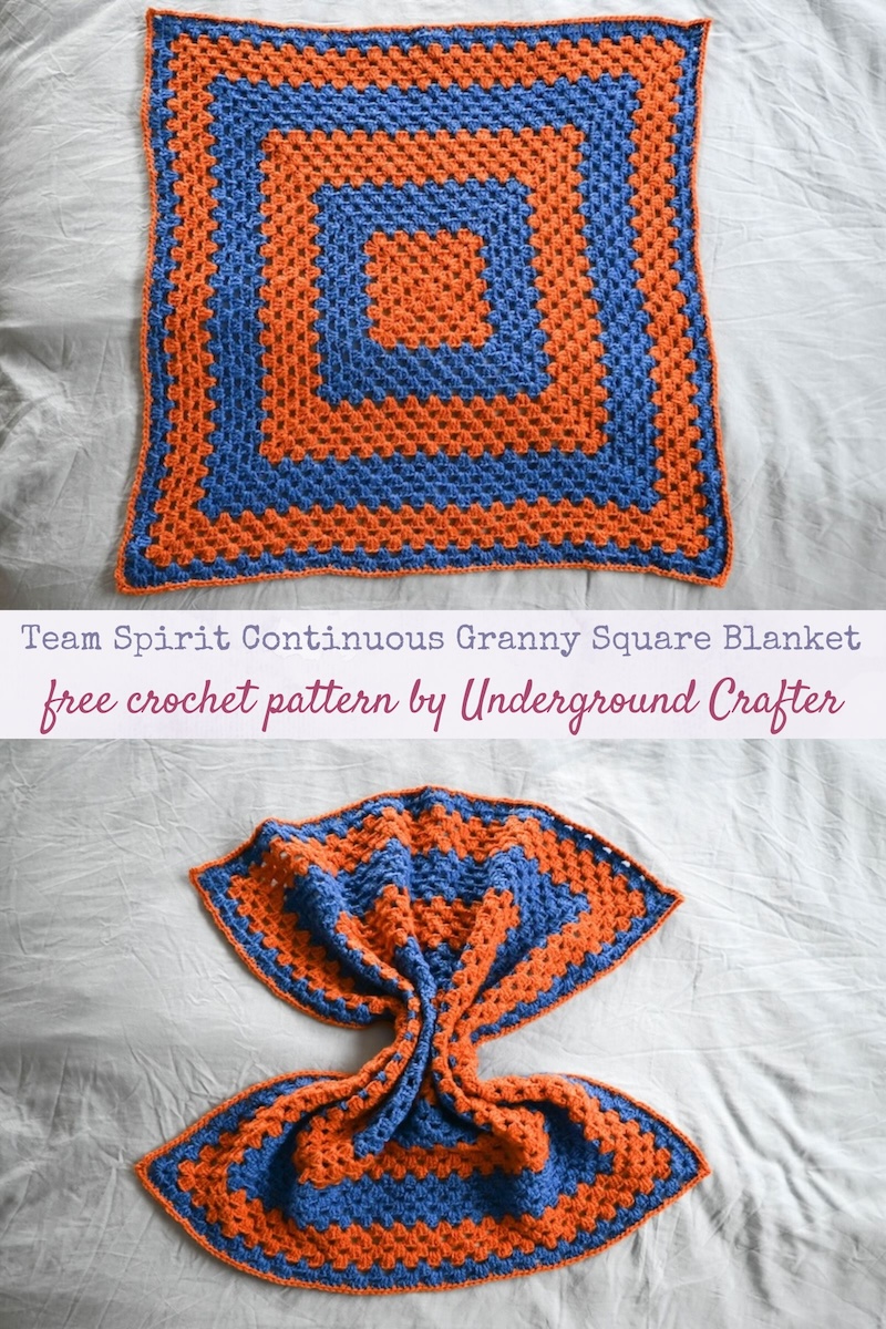 Team Spirit Continuous Granny Square Blanket Pattern - Underground Crafter