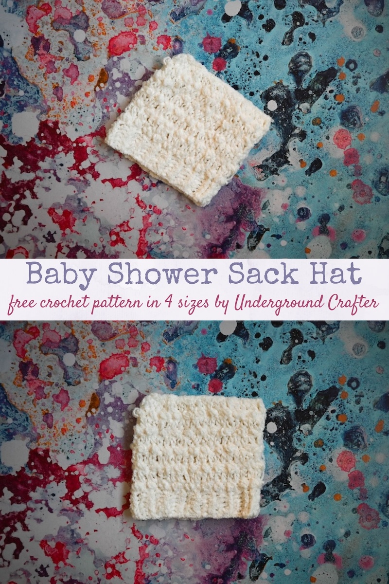 Baby Shower Sack Hat Crochet Pattern - Underground Crafter