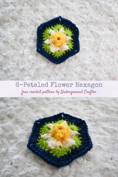6-Petaled Crochet Flower Hexagon Pattern - Underground Crafter