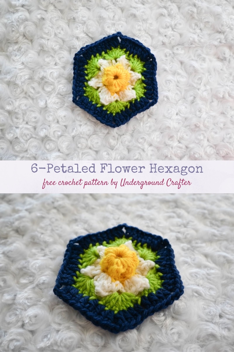 6-Petaled Crochet Flower Hexagon Pattern - Underground Crafter