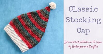 Crochet Stocking Hat Pattern: Classic Stocking Cap in 10 Sizes ...